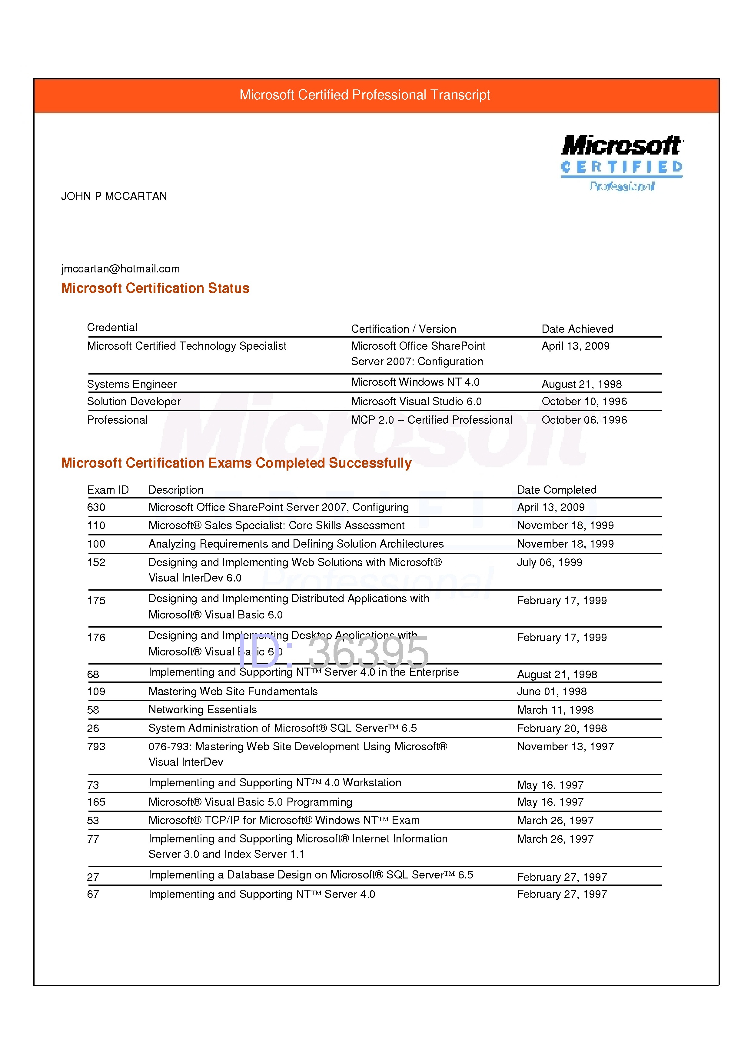 John P. McCartan - Microsoft Transcript Page 1 of 2